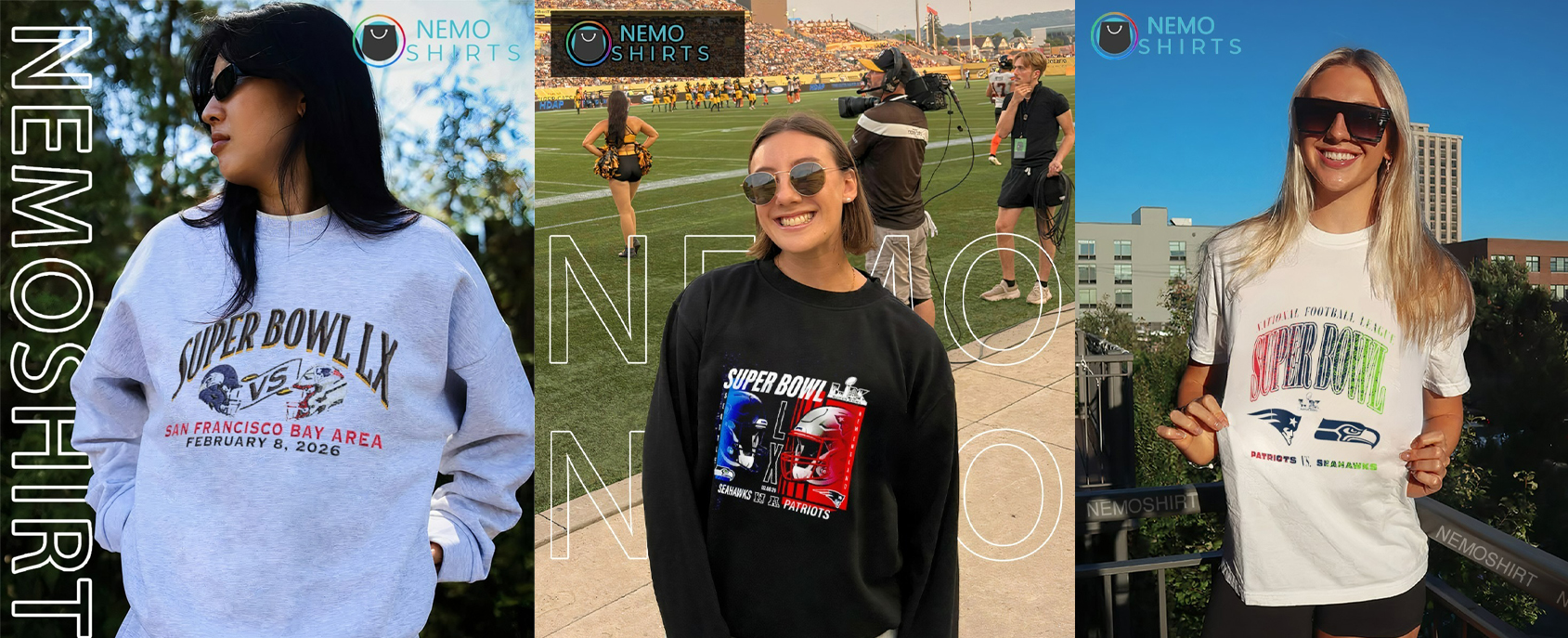 Patriots vs Seahawks Super Bowl LX 2026 T-Shirts | Nemoshirt